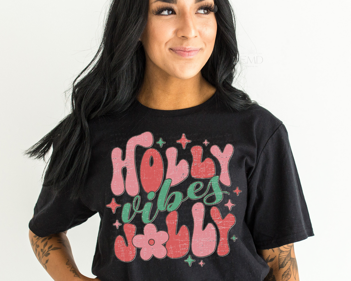 Holly Jolly Vibes DTF TRANSFER 5155 – Elena Maria Designs